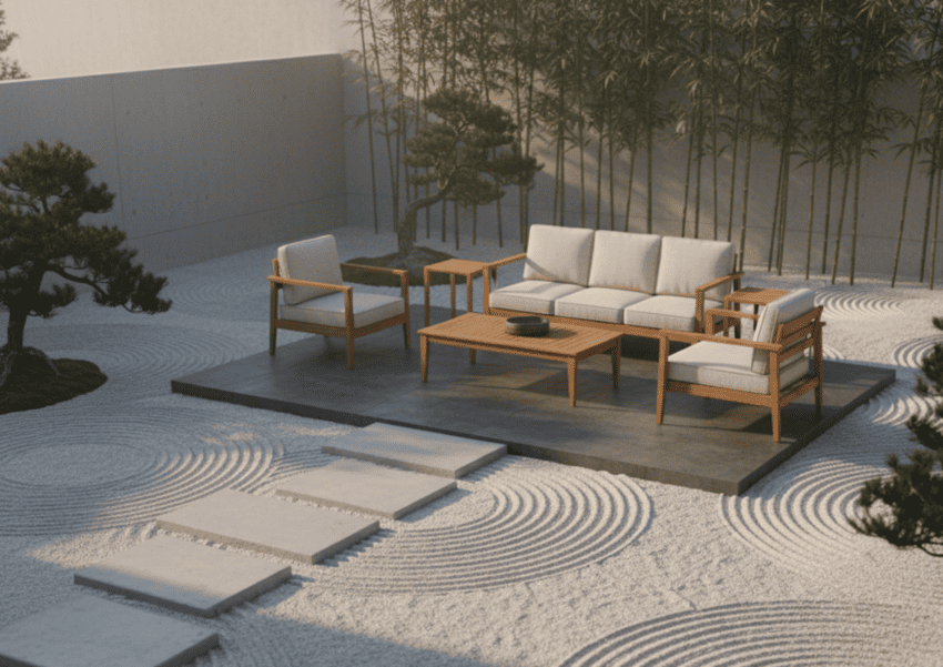 How to Beautifully Combine Teak Furniture with Metal Concrete and ...